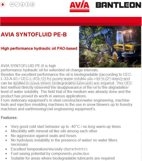 AVIA SYNTOFLUID PE-B50液压油 20L-阿里巴巴