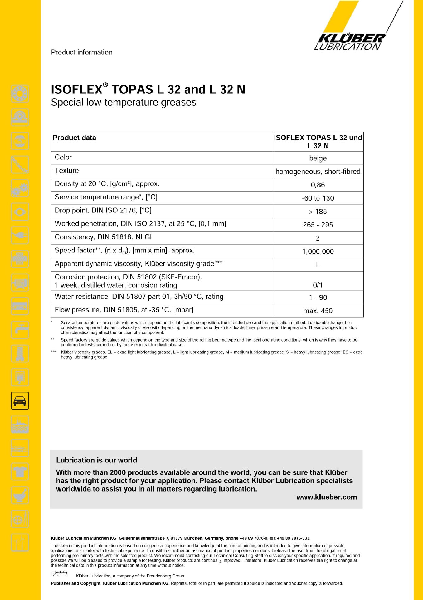 KLUBER ISOFLEX TOPAS L 32/克鲁勃L32高速低温轴承润滑脂-阿里巴巴