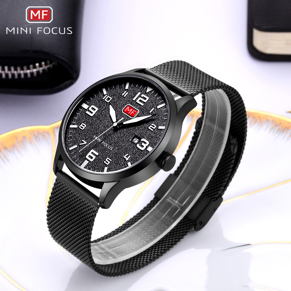 MINIFOCUS福克斯 MF0158G 男士石英表 钢网带自动日期夜光手表-阿里巴巴