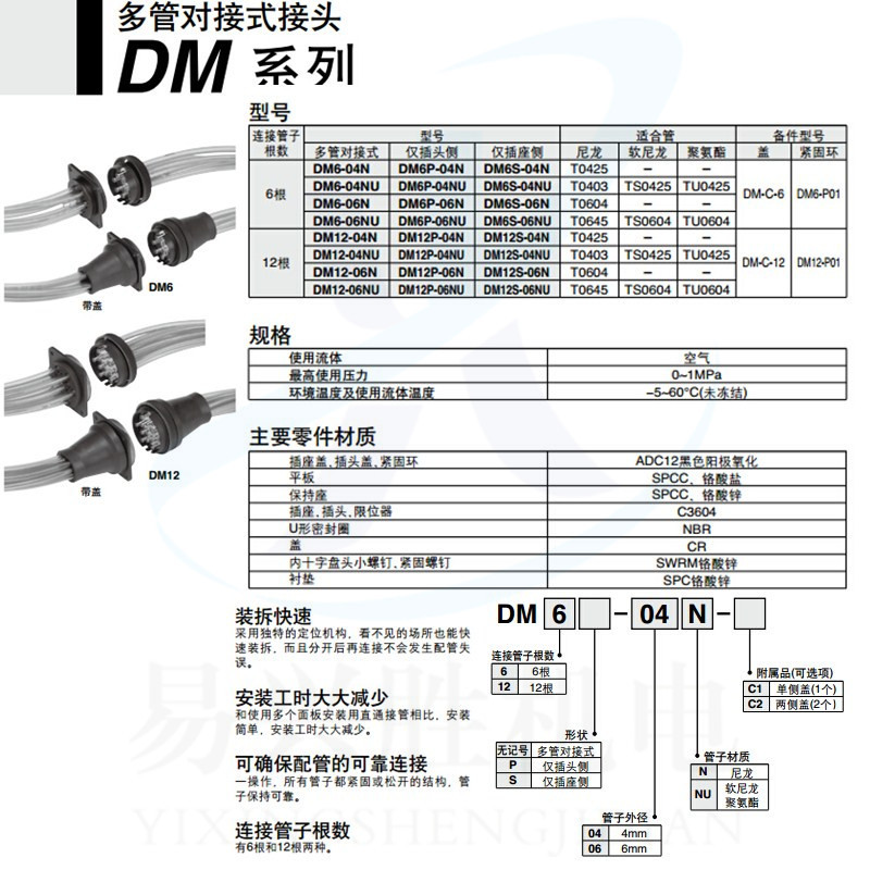 原装SMC多管对接式接头DM12-06NU 12根6MM气管公母接头-阿里巴巴