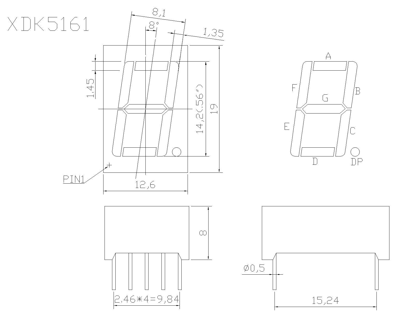 0.56寸一位红光5161AH数码管、0.56寸一位红光5161AS高亮数码管-阿里巴巴
