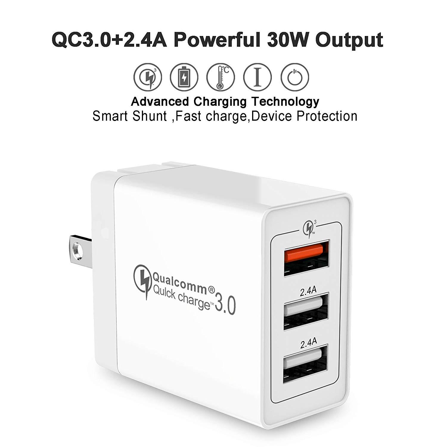 3usb充电器 30W直充 qc3.0+2.4a快充充电器 多口欧规 英规快充-阿里巴巴