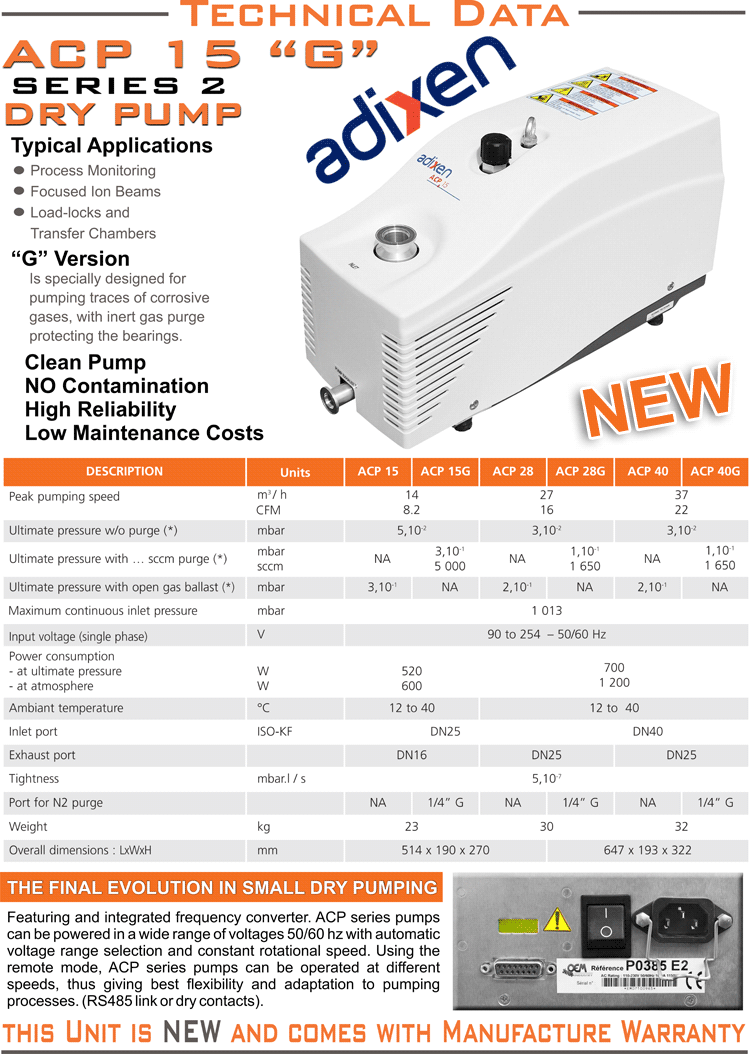 全新Alcatel Adixen 阿尔卡特 ACP 15G干泵 PN V5GATSRFAF-阿里巴巴