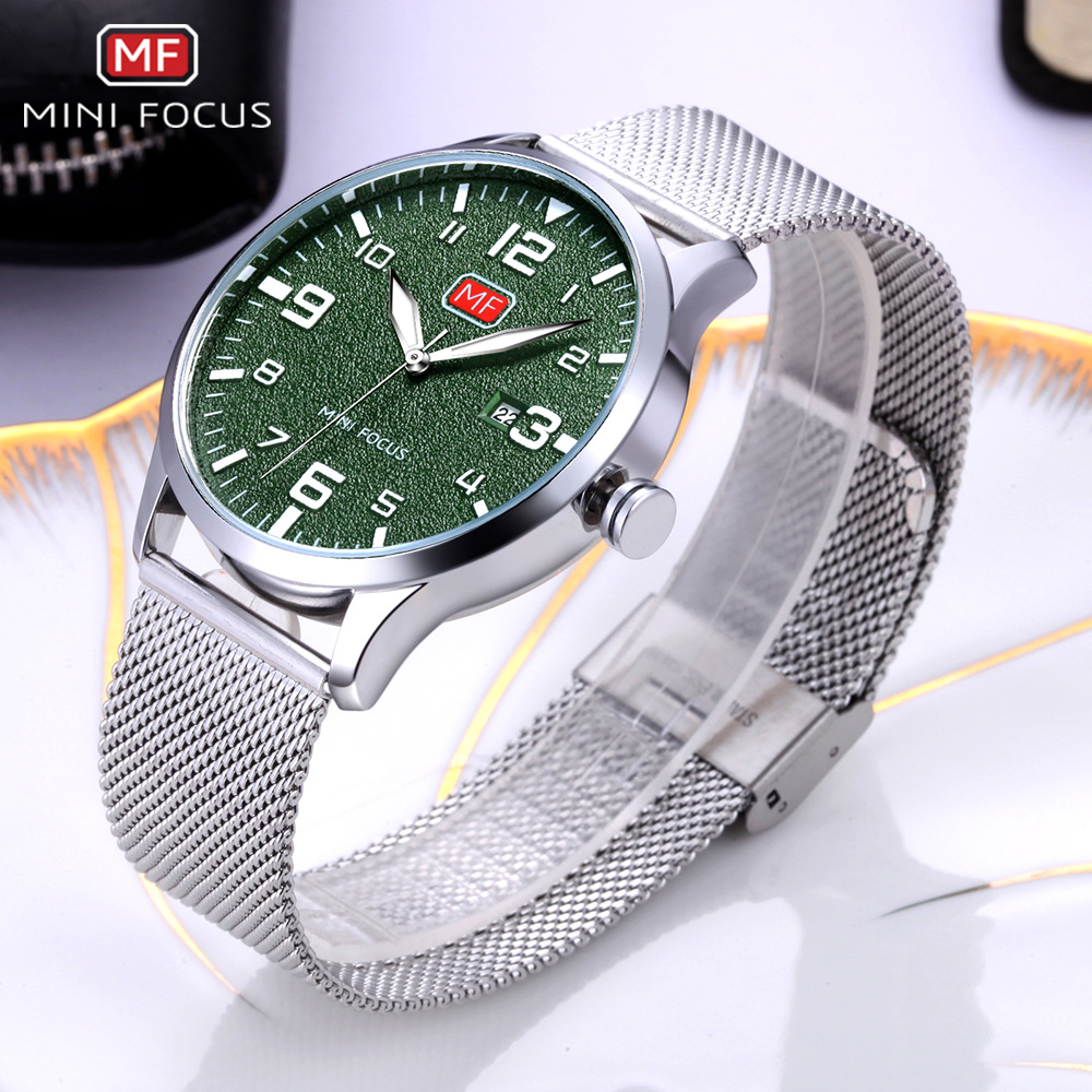 MINIFOCUS福克斯 MF0158G 男士石英表 钢网带自动日期夜光手表-阿里巴巴