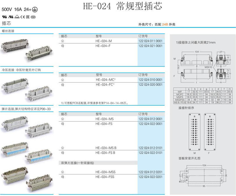 wain厦门HDC-HE-024-M/F公母插现货正品 唯恩重载插-阿里巴巴