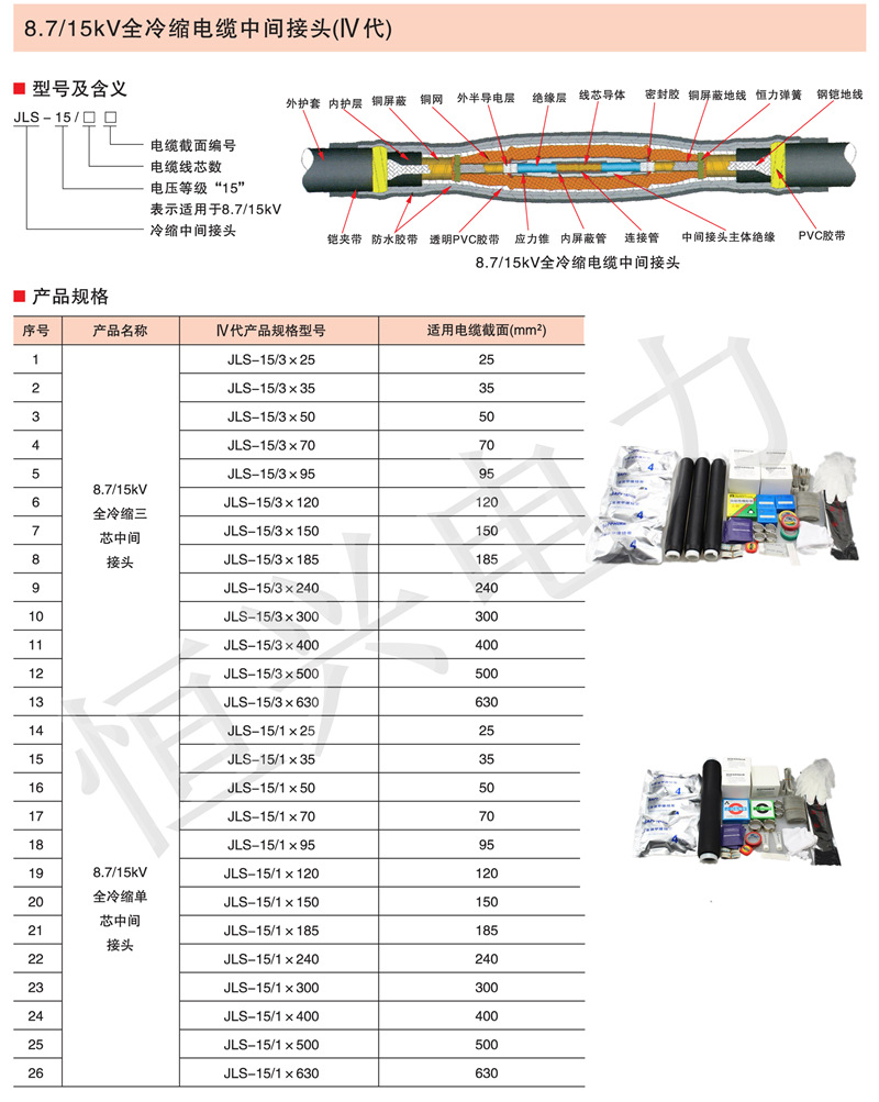 JLS-10/3.1电力电缆三芯中间连接头10KV冷缩直通型套管3*25-35-50-阿里巴巴