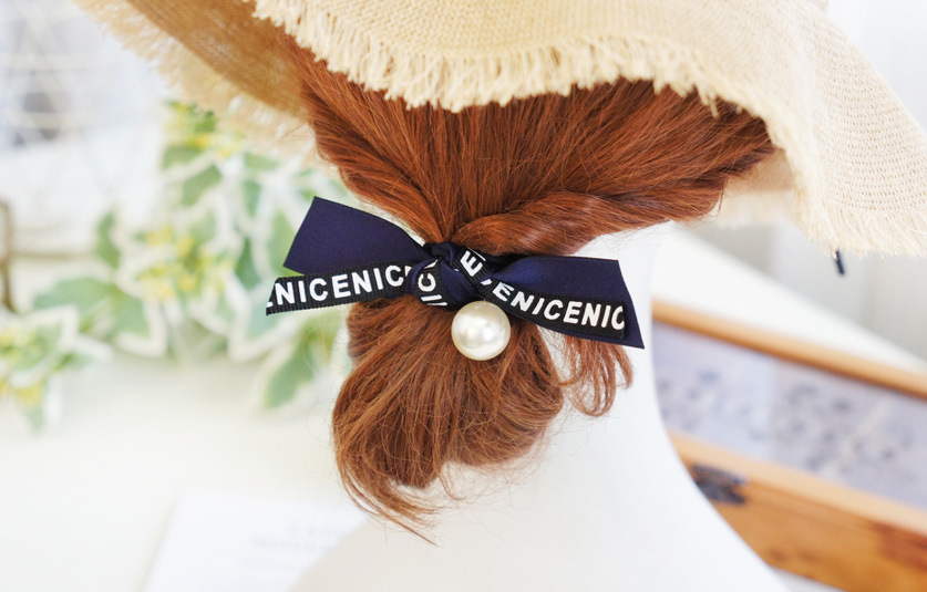 时尚英文织带皮筋发圈发绳 韩版大珍珠扎头绳 韩式扎头发皮筋批发-阿里巴巴