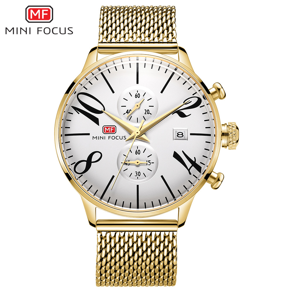 MINIFOCUS福克斯 MF0135G男士石英表 钢网带两小盘指针商务水表-阿里巴巴
