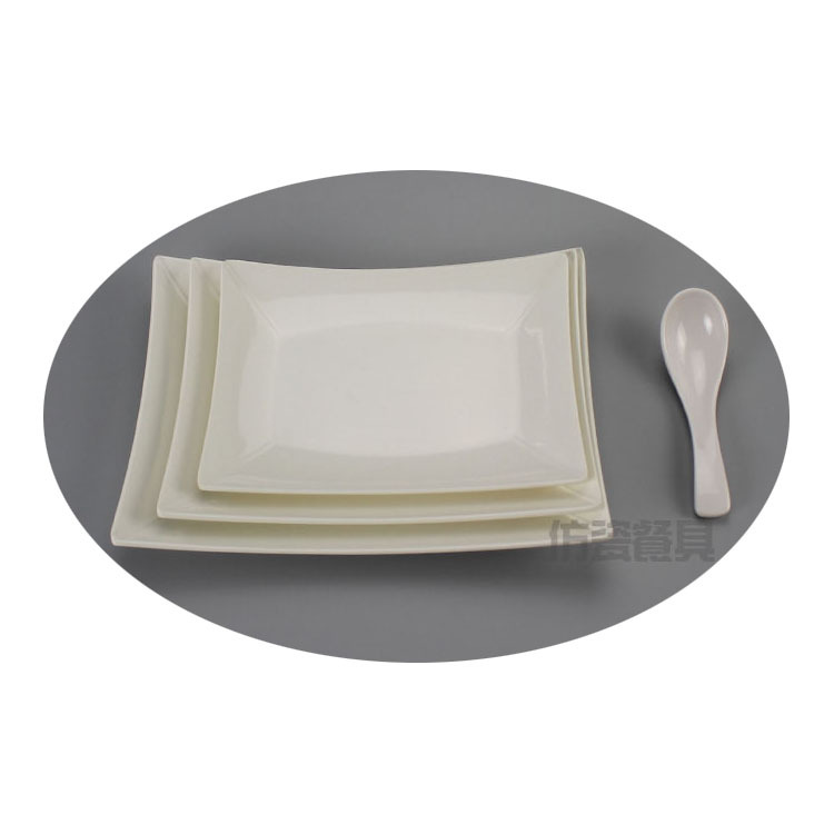 High grade porcelain white imitation porcelain rectangular Western dish ...
