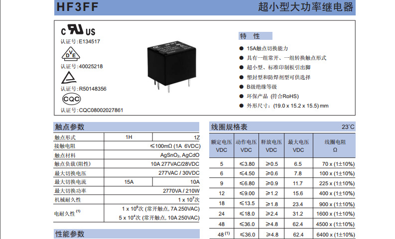 HF3FF/024-1ZS一组转换5脚10A277VAC继电器HF3FF T73-阿里巴巴