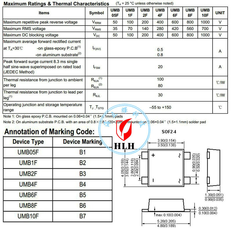 UMB10F B7 0.8A 1000V 小体积贴片整流桥 迷你桥堆-阿里巴巴