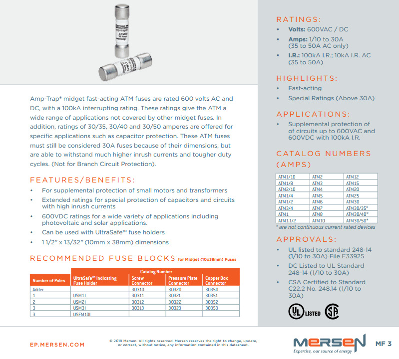 特价美尔森美尔森 ATM12 600V熔断器 原厂现货-阿里巴巴