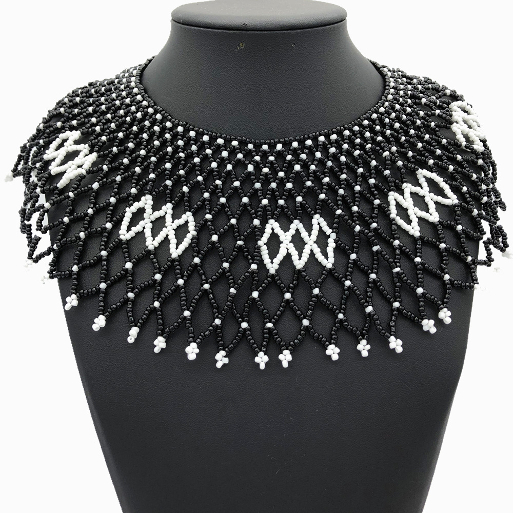 African Style Shoulder Chain Handmade Rice Bead Necklace Cross-border ...