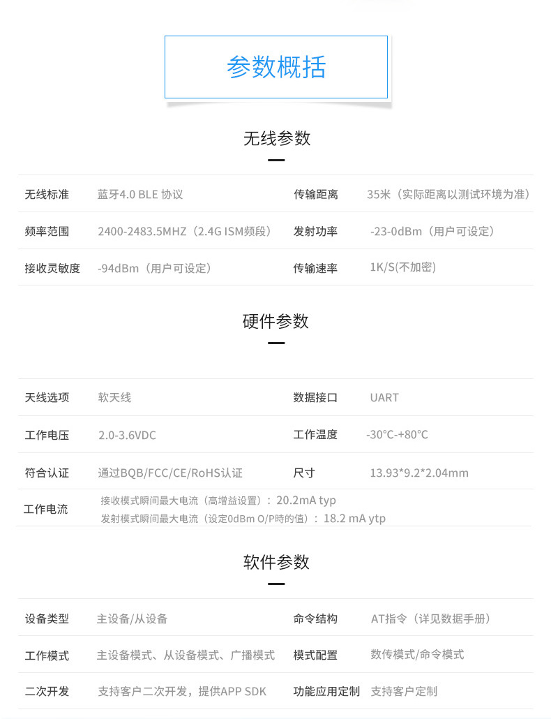 HY254104超小尺寸蓝牙模块透传CC2541,过BQB/CE/FCC认证-阿里巴巴