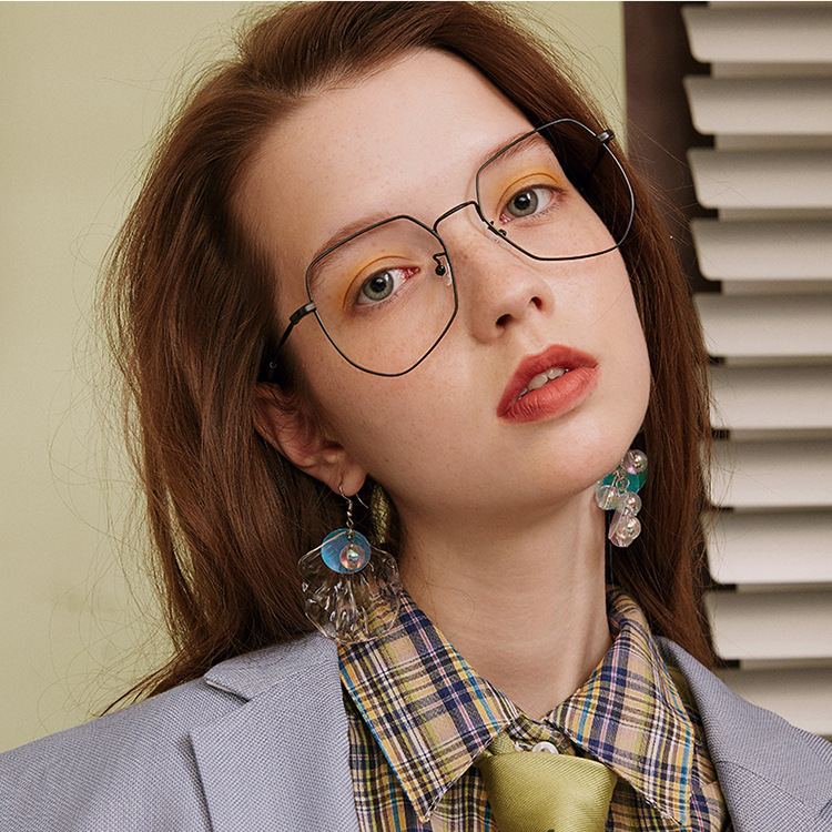 Japanese and Korean large frame polygon 1875 retro irregular metal ...