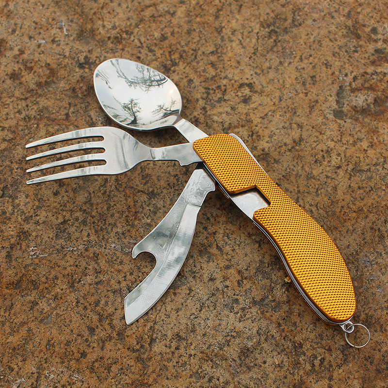 ช้อนส้อมพับพกพา SPOON PORTABLE SURVIVAL TOOLS SET