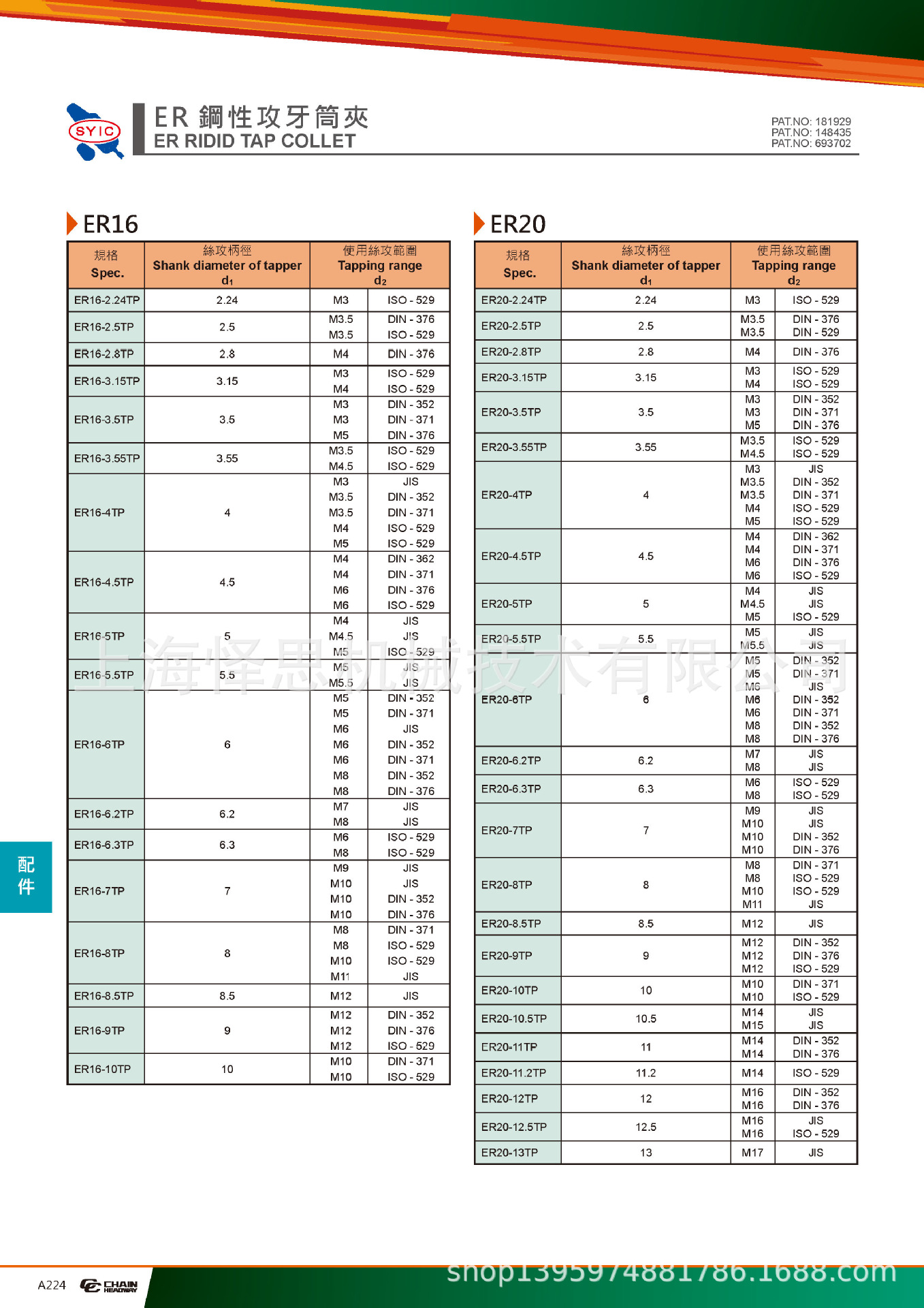 台湾正河源ER刚性攻牙筒夹机床配件ER16/ER20/ER25/ER32/ER40-TP-阿里巴巴