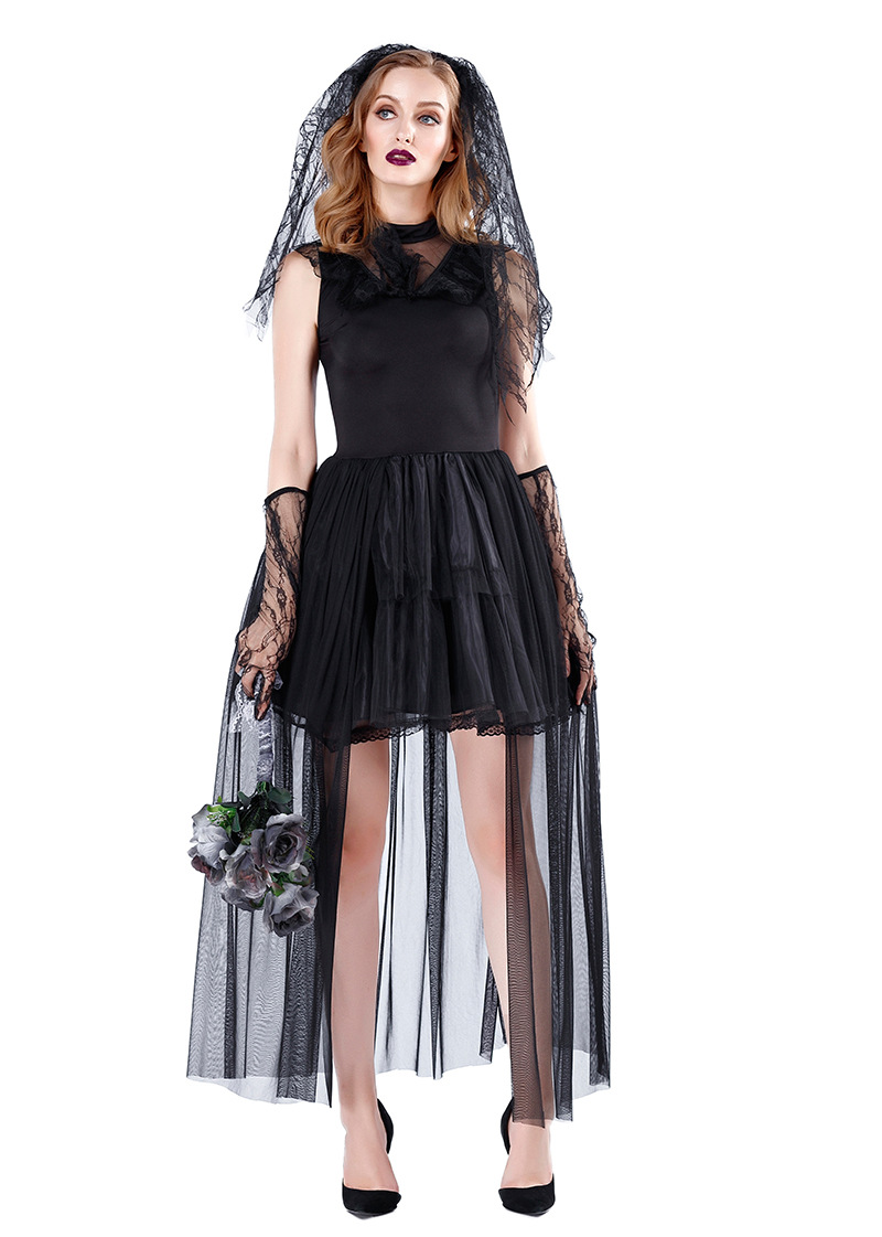 万圣节服装 黑色僵尸阴间鬼新娘装 珠密恋复活节日表演服-阿里巴巴