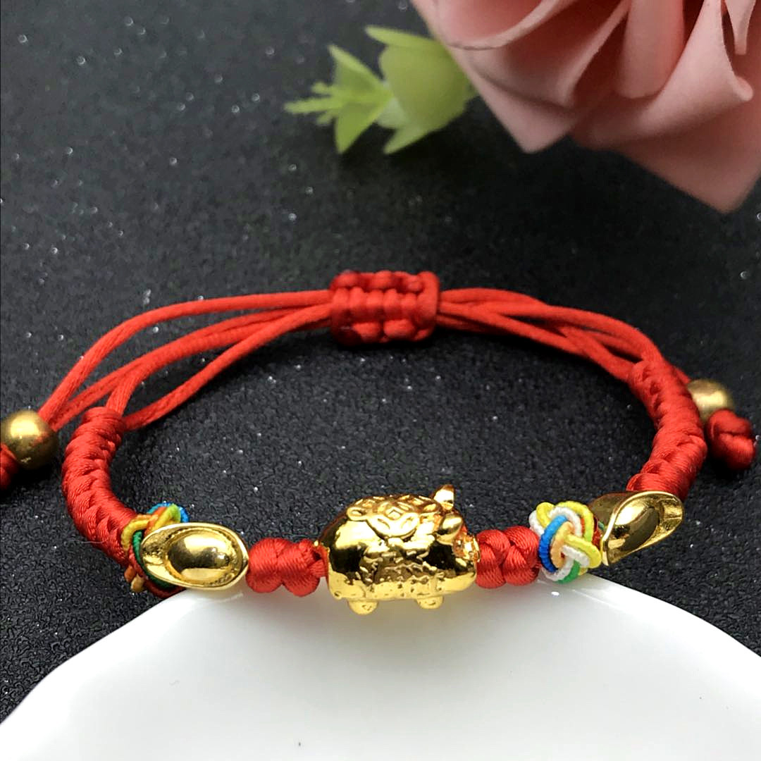 红绳手链_2019年新款红绳本命年手饰品 生肖串元宝红绳镀金 - 阿里巴巴