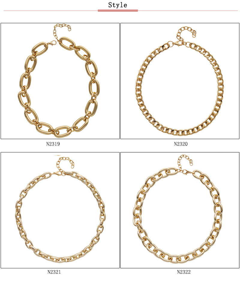 欧美跨境饰品性感脖子颈链个性混搭几何金色麻花多层粗链项链手链-阿里巴巴