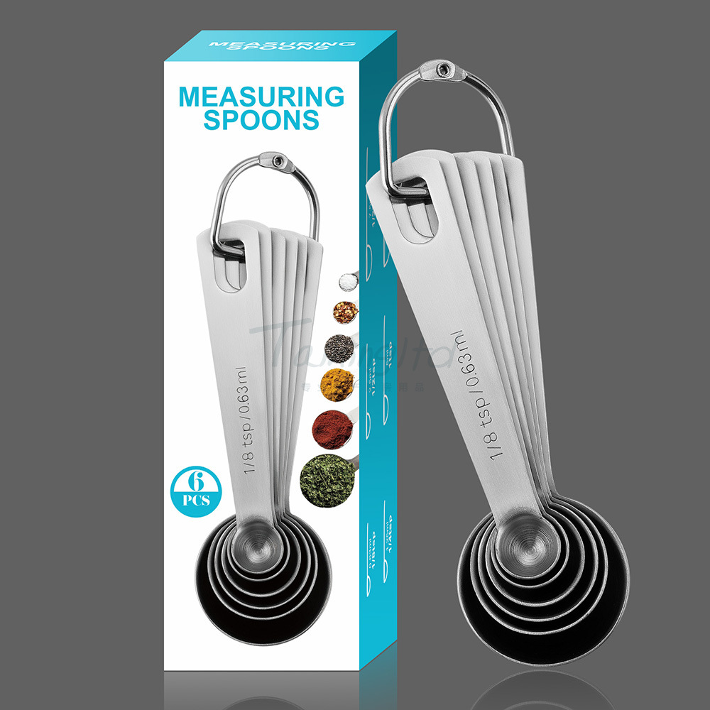 Six piece set of stainless steel measuring spoon multi-purpose ...