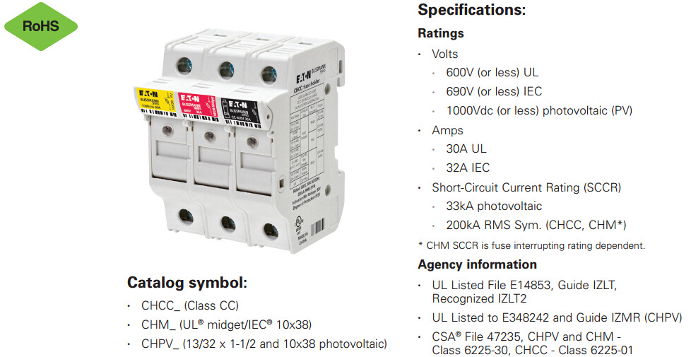BUSSMANN熔断器底座CHM1DU配10*38mm保险丝FNQ/KTK/FWC 690V32A1P-阿里巴巴