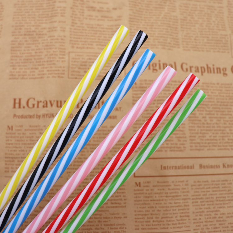 Hot 230mm Reusable Plastic Straws Fit Colored Hard Plastic Striped ...