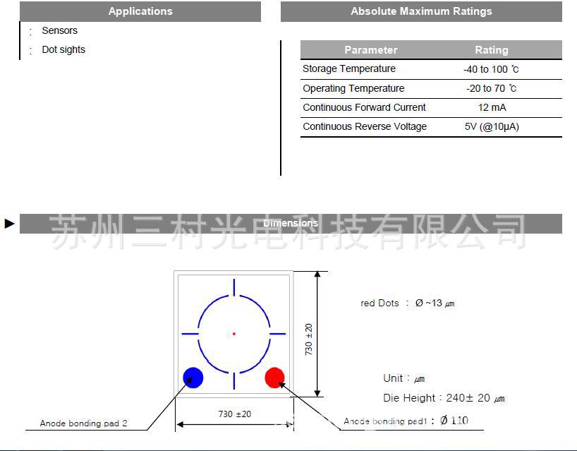 650nm RCLED CHIP 环形传感器瞄准器枪瞄瞄准镜红光LED激光芯片-阿里巴巴