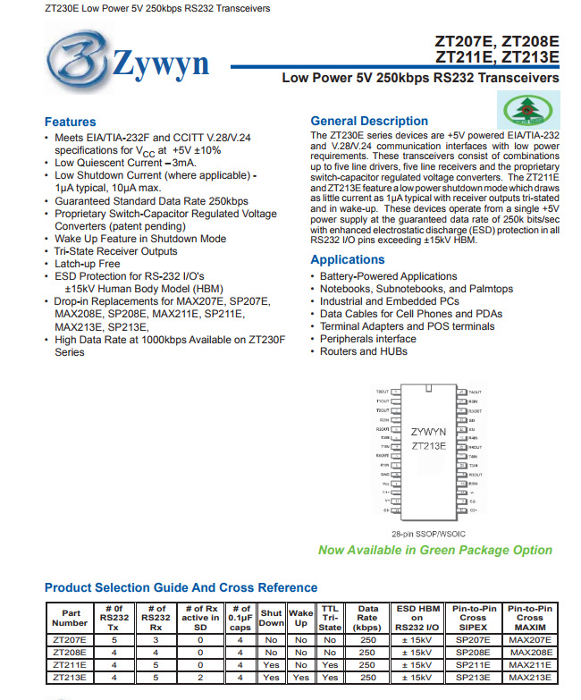 ZYWYN原装ZT213LEEA 串口芯片收发器芯片 配套FT232RL-阿里巴巴