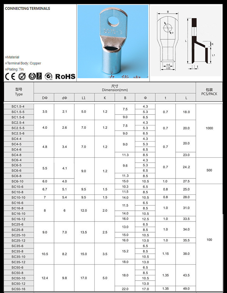 SC35-6接线鼻子SC35-8窥口铜接线端子SC35-10线耳SC35-12接线端头-阿里巴巴