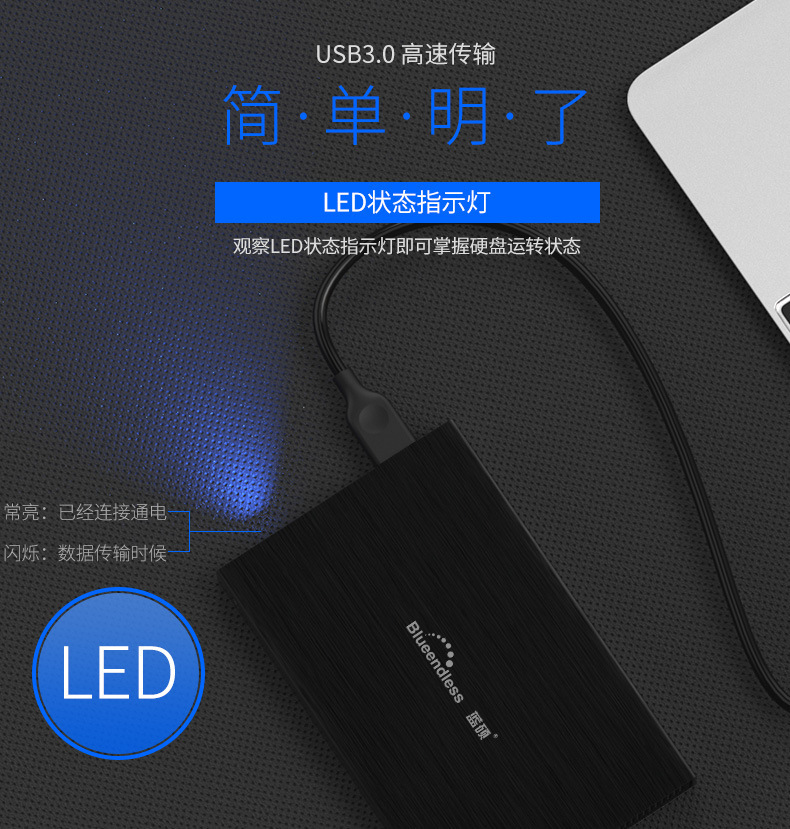 Lan Shuo 2.5 "500g Mobile Hard Disk USB3.0 High Speed Transmission ...