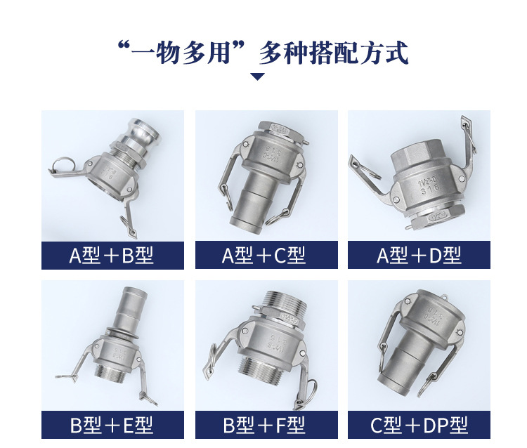 不锈钢快速接头F型304公头阳端扳把式水油管螺纹皮接头DN15-200-阿里巴巴