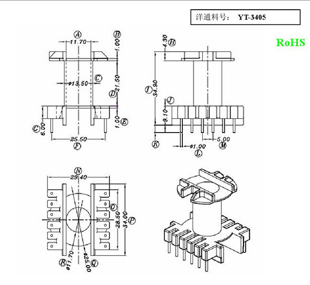 ETD34电木骨架高频骨架ER34变压器骨架立式6+6磁芯-阿里巴巴