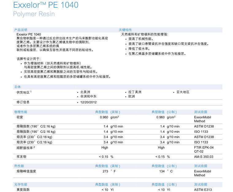 接枝PE 马来酸酐接枝高密度聚乙烯HDPE Exxelor PE 1040 埃克森-阿里巴巴