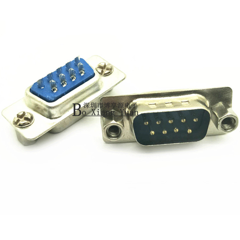 DB9公头 前铆合螺母螺丝 焊线式 串口RS232九针插头DB9P公座接头-阿里巴巴