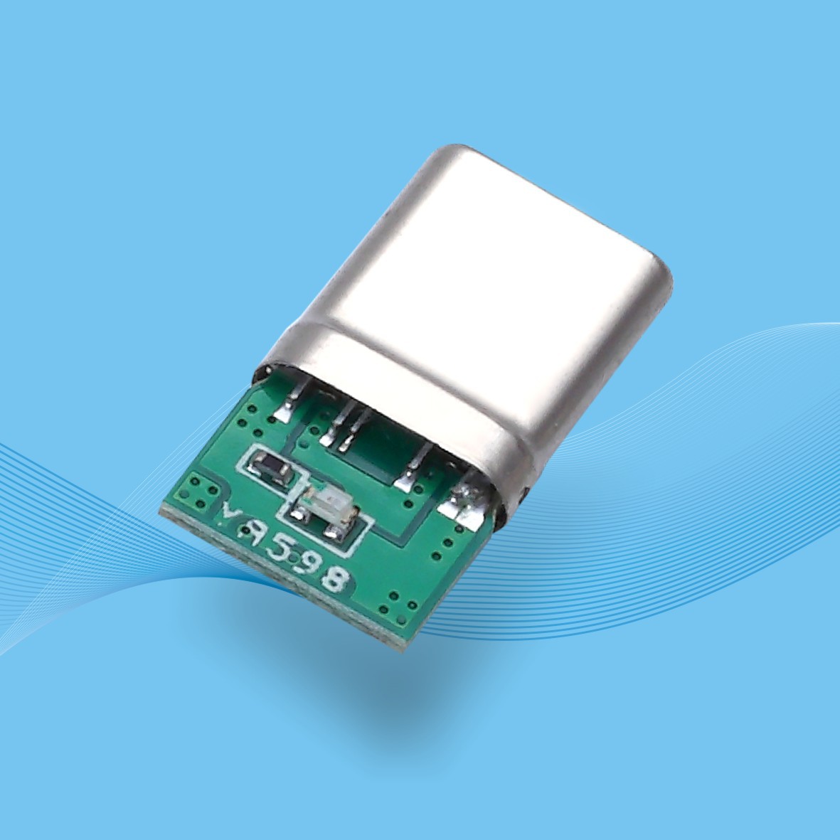 厂家直销 TYPE C 2.0 拉伸固定PIN双面带蓝灯 USB插头双面带灯-阿里巴巴