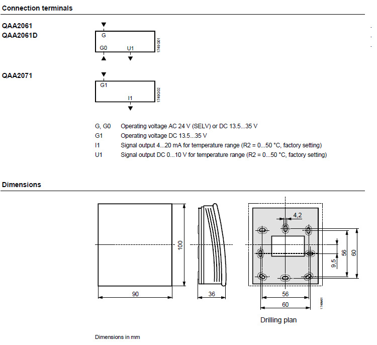SIEMENS西门子QAA2061房间室内温度传感器QAA2061D,QAA2071-阿里巴巴