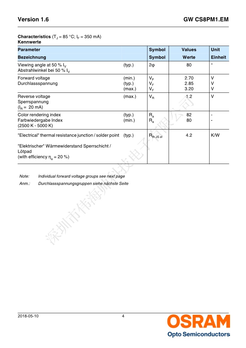 原装OSRAM/欧司朗3030 GW CS8PM1.EM 1-3W 3V 贴片大功率LED灯珠-阿里巴巴