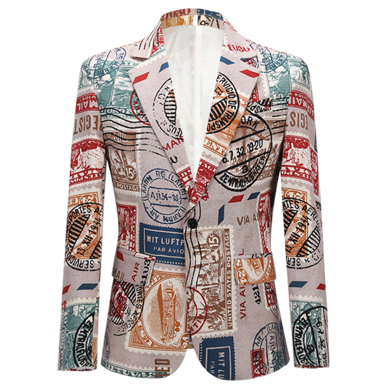 men's printed jazz dance bridegrooms groomsmen host singer printed ...