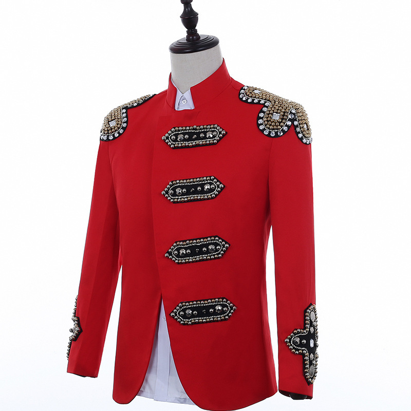 Nightclub male singer punk performance red black jackets pop DJ stage ...