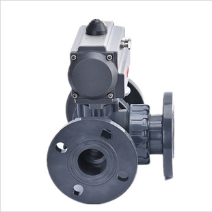 Q641F-10S 气动耐酸碱UPVC塑料法兰球阀 L型/T型UPVC三通法兰球阀-阿里巴巴