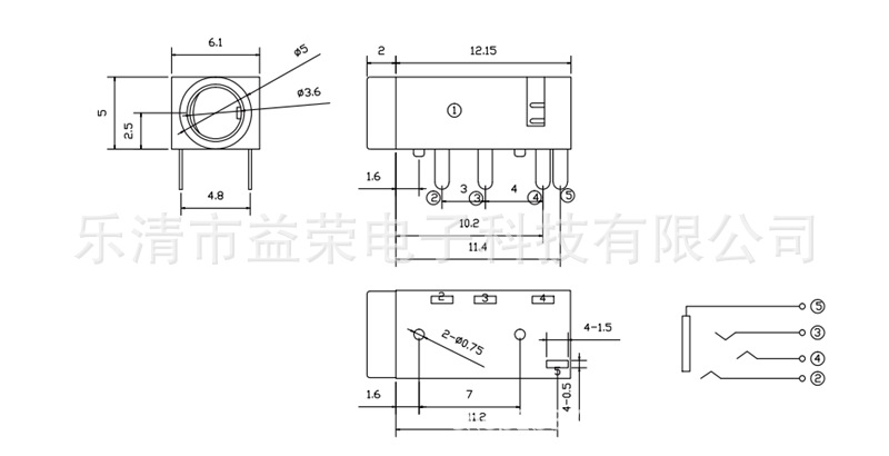 工厂直供PJ320D四脚贴片耐温耳机插座 3.5MM直插式塑头音频母座-阿里巴巴