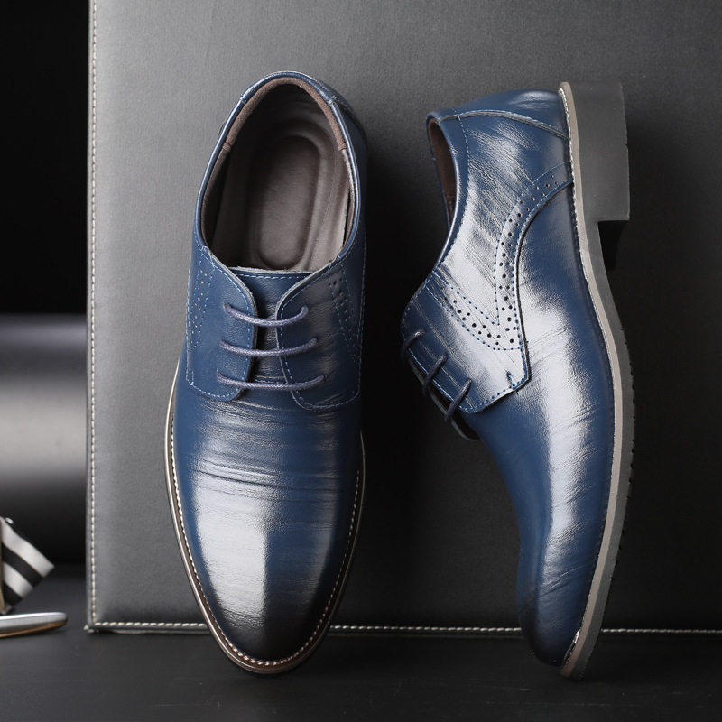 Men's pointed creative trend leather shoes men's dress single shoes ...