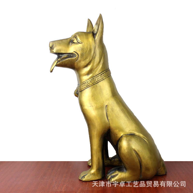 宇卓铜器 纯铜狼狗 黄铜狼狗 坐姿狼狗 铜狗 工艺品 摆件-阿里巴巴