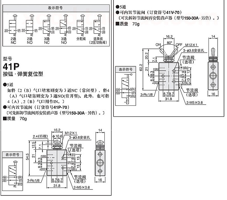 气动机械阀 钮子开关 手动阀TAC2-41V 41p 31V 31P 3V P 3S 4V PP-阿里巴巴