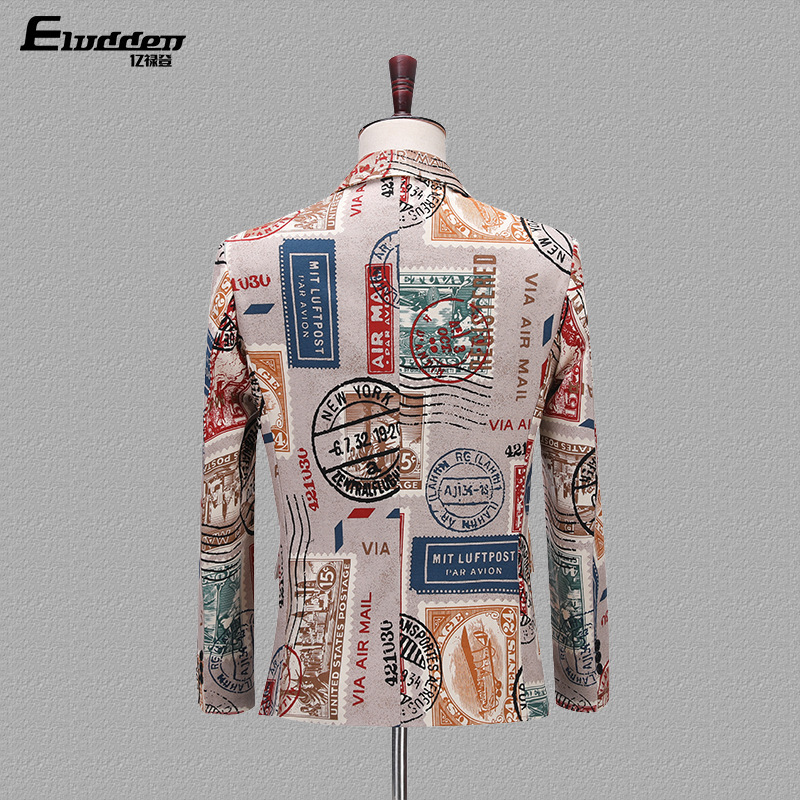 men's printed jazz dance bridegrooms groomsmen host singer printed ...