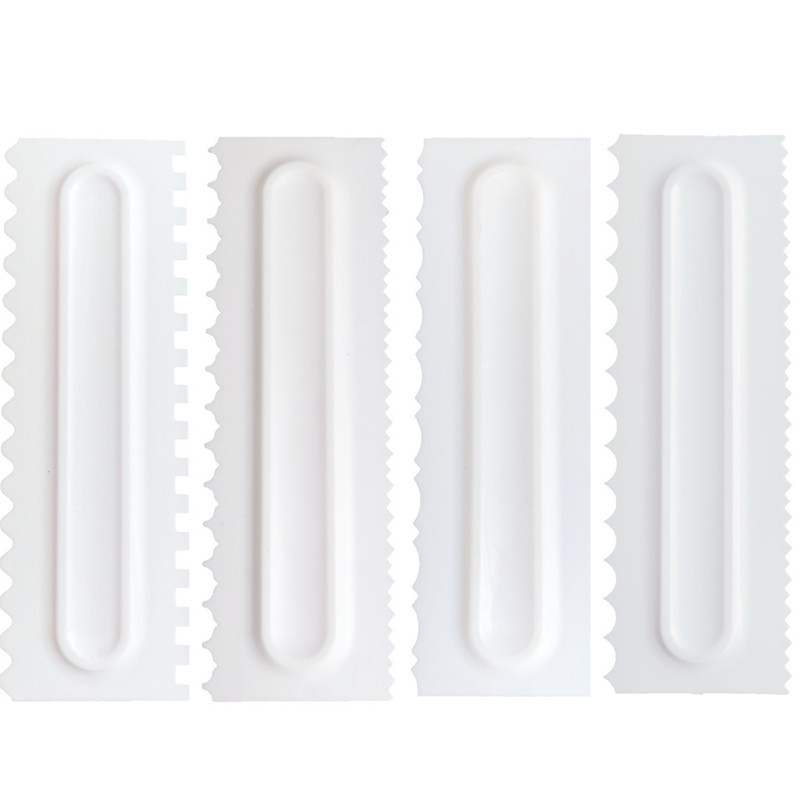 4-piece set cream plastic scraper comb sugar cake pattern scraper ...