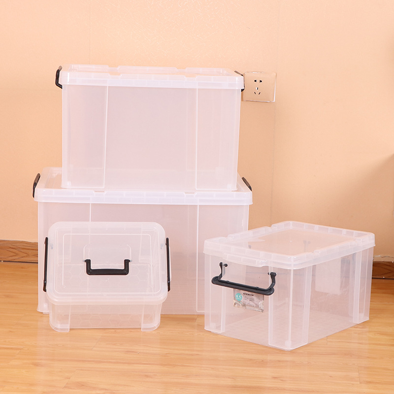 大号透明塑料收纳箱 加厚带盖直角整理箱 玩具衣物透明整理收纳盒-阿里巴巴