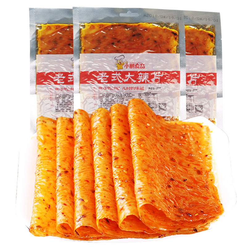 湖南小鹏老式大辣片68g 8090儿时怀旧网红辣条豆皮一件代发-阿里巴巴