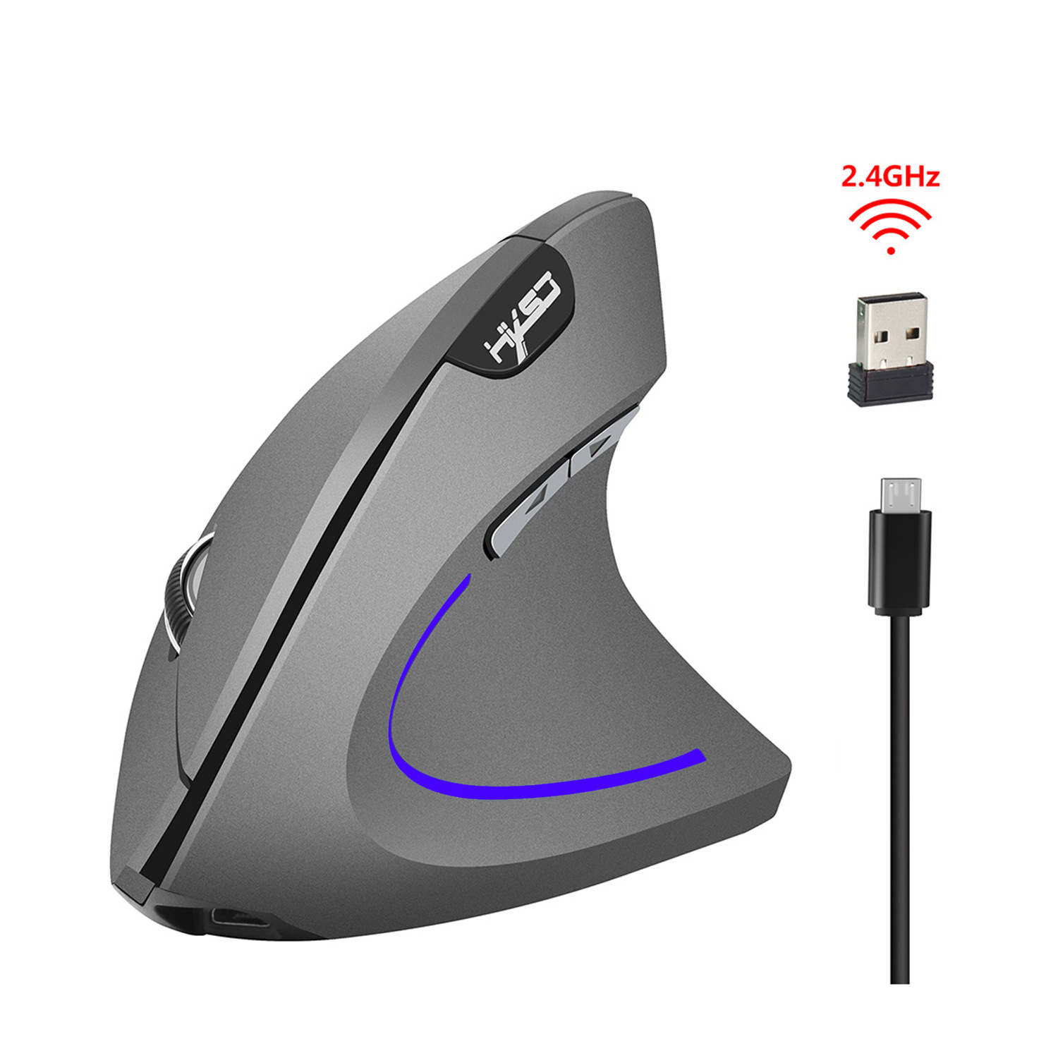 HXSJ 新款垂直无线MOUSE 2.4GHz鼠标人体工学设计2400DPI预防鼠标